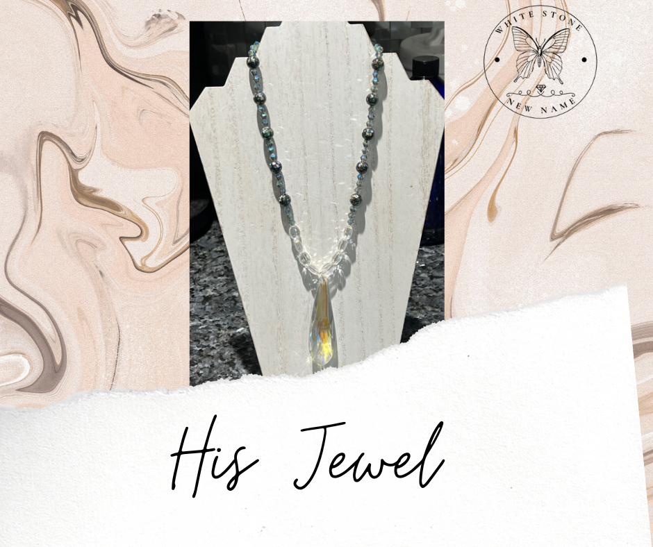 His Jewel Abalone Necklace With Crystal Teardrop Pendant – White Stone ...